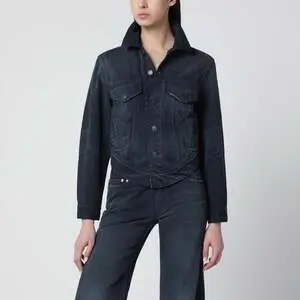 Balenciaga Jacket With Curved Waist - Blue