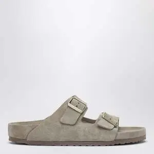BIRKENSTOCK Arizona Suede Leather Slides - Beige
