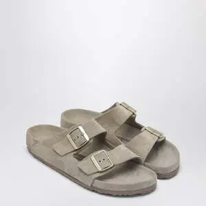 BIRKENSTOCK Arizona Suede Leather Slides - Beige