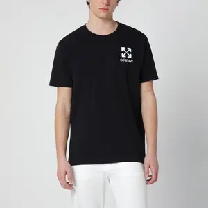 Off-White T-shirt With Small Arrow Logo - Black