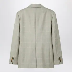 BLAZÉ MILANO Double-breasted Beige Blazer With Pink Check Pattern
