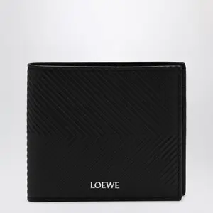 Loewe Bifold Wallet In Textured Calf Leather - Black