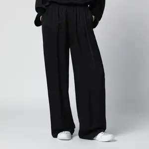 Balenciaga Pajama-style Trousers With Jacquard Logos - Black