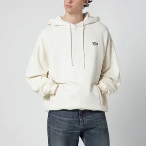 GOLDEN GOOSE Star Sweatshirt In Lived-in Effect Cotton - White