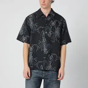 Our Legacy Death Paisley Print Shirt In Cotton And Linen - Black