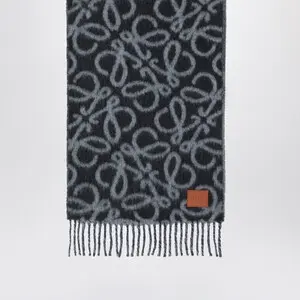 Loewe Grey Scarf In Alpaca And Wool Blend - Black
