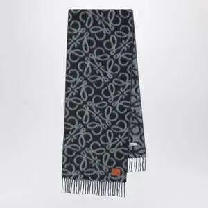 Loewe Black/grey Scarf In Alpaca And Wool Blend Black