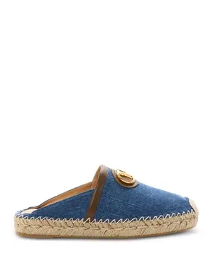 Valentino Garavani Embellished Espadrille Vlogo Mules - Denim