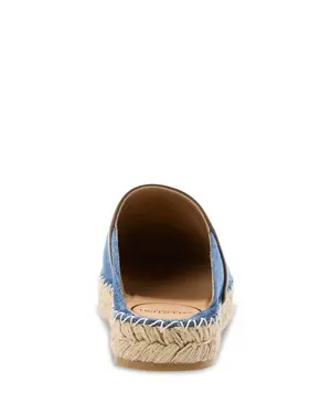 Valentino Garavani Embellished Espadrille Vlogo Mules - Denim