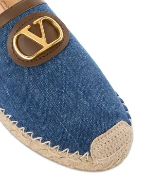 Valentino Garavani Embellished Espadrille Vlogo Mules - Denim