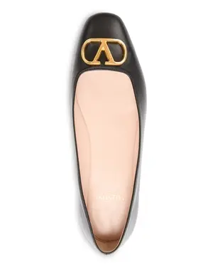 Valentino Garavani Embellished Vlogo Ballet Flats - Black