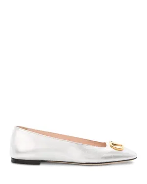 Valentino Garavani Embellished Vlogo Ballet Flats - Silver