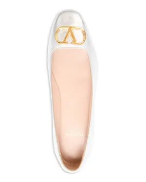 Valentino Garavani Embellished Vlogo Ballet Flats - Silver