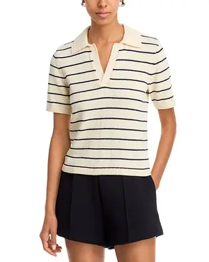 FRAME The Striped Easy Polo - Cream Multi