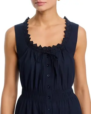 FRAME Serene Cotton Midi Dress - Navy