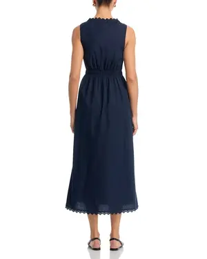 FRAME Serene Cotton Midi Dress - Navy