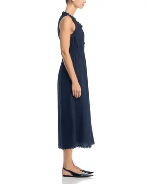 FRAME Serene Cotton Midi Dress - Navy