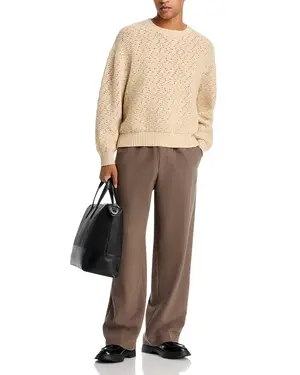FRAME Long Sleeve Crochet Sweater