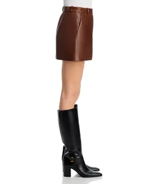 FRAME The Leather Mini Skirt - Dark Brown