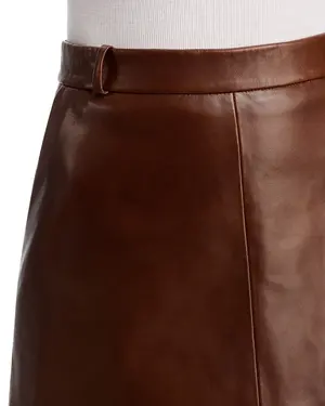 FRAME The Leather Mini Skirt - Dark Brown