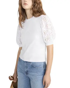 FRAME The Solstice Eyelet Sleeve Tee