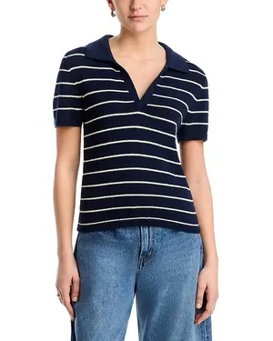 FRAME The Striped Short Sleeve Polo - Navy Multi
