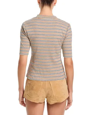 FRAME The Striped Mock Neck Top