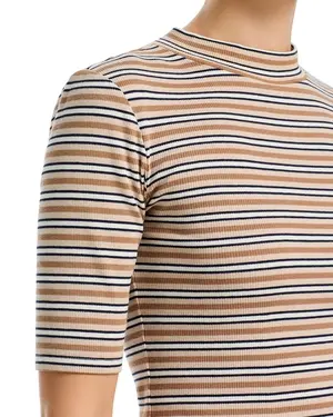 FRAME The Striped Mock Neck Top