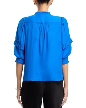 T Tahari Ruffled Three Quarter Sleeve Blouse