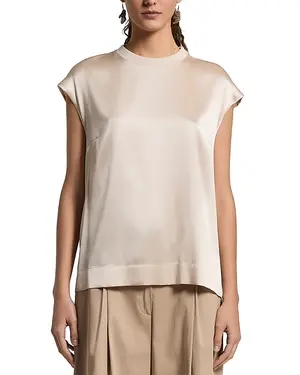 Peserico Satin Cap Sleeve Tee - Beige Birch