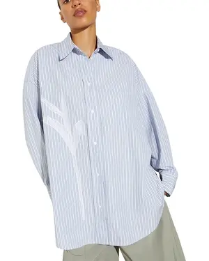 Max & Co. Striped Cotton Poplin Shirt - Light Blue