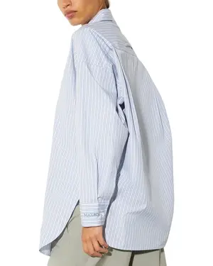 Max & Co. Striped Cotton Poplin Shirt - Light Blue