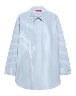 Max & Co. Striped Cotton Poplin Shirt - Light Blue