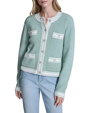 Karl Lagerfeld Paris Textured Knit Cardigan - Fresh Mint
