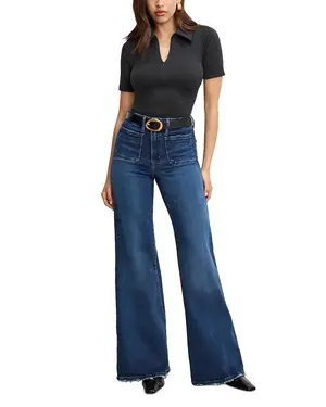 Good American Soft Tech Palazzo Jeans In Indigo511