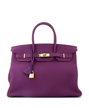 HERMES Birkin 35 Handbag Purple Togo With Gold Hardware - Anemone