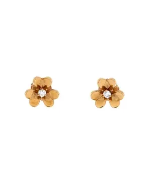 VAN CLEEF & ARPELS Mini Frivole Stud Earrings 18k With Diamonds - Gold