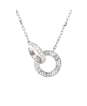 CARTIER Love Interlocking 18k Gold And Diamond Necklace - White