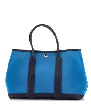 Hermès 30 Garden Party Tote Toile And Leather - Blue