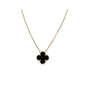 VAN CLEEF & ARPELS Vintage Alhambra Pendant Necklace 18k And Onyx - Gold