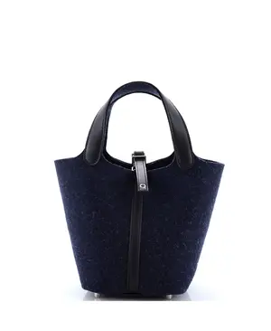HERMES Pm Picotin Lock Bag Felt With Leather - Blue