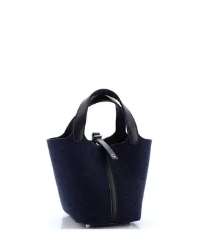 HERMES Pm Picotin Lock Felt Bag With Leather Trim