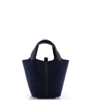 Hermès Pm Picotin Lock Felt Bag With Leather Trim - Blue