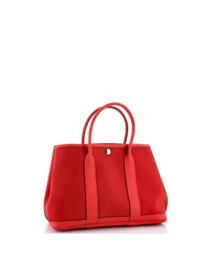 Hermès 30 Garden Party Tote Toile And Leather - Red