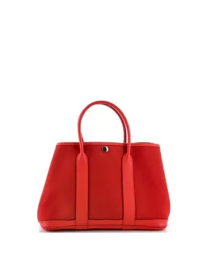 Hermès 30 Garden Party Tote Toile And Leather - Red