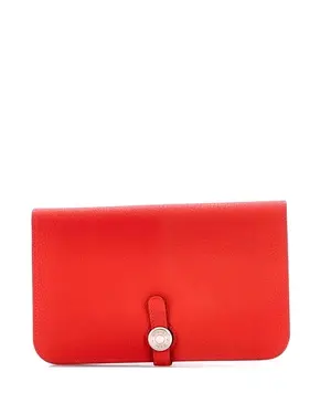 HERMES Dogon Duo Combined Wallet Leather - Red