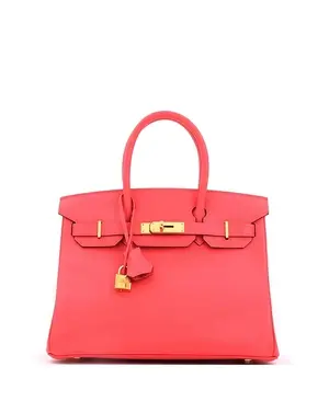 HERMES Birkin 30 Handbag Red Epsom With Gold Hardware - Rouge Pivoine