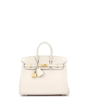 HERMES Birkin 25 Handbag Light Swift With Gold Hardware - Beton