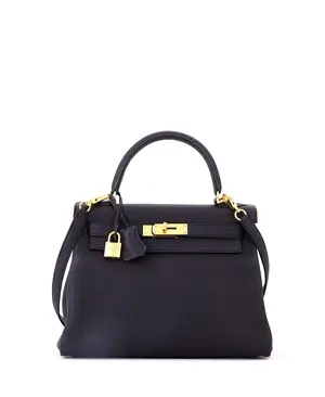 HERMES Kelly 28 Handbag Black Togo With Gold Hardware - Noir