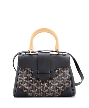 GOYARD Saigon Top Handle Bag Coated Canvas With Leather - Black